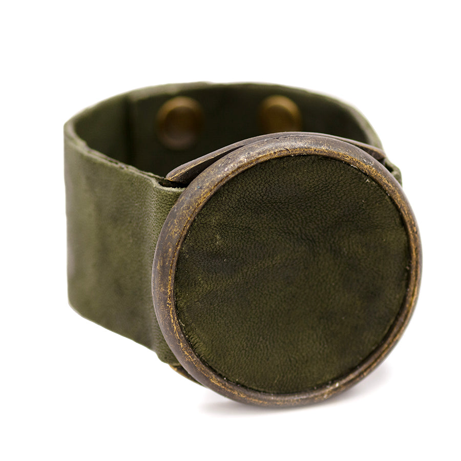Green Leather Bezel Bracelet – K Novinger Jewelry