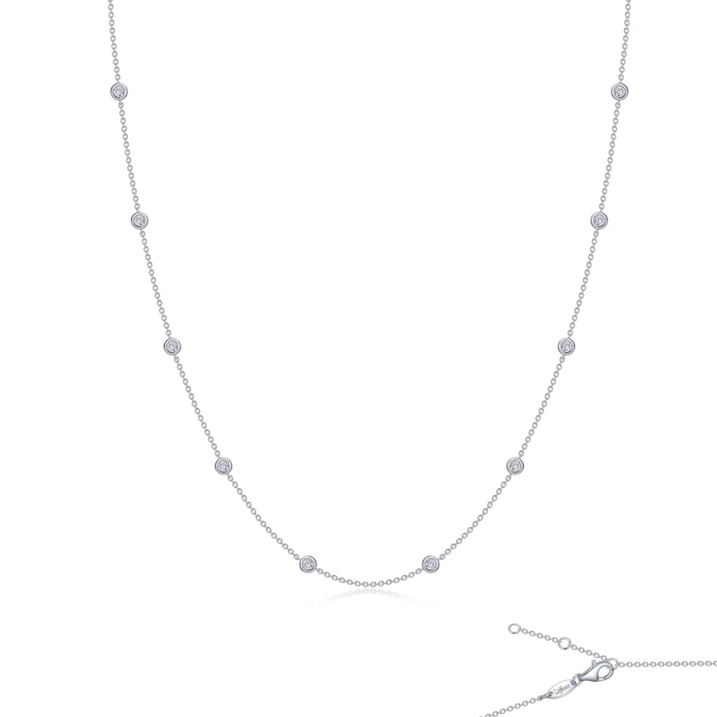 Bezel Set Station Necklace - Gold or Silver – K Novinger Jewelry