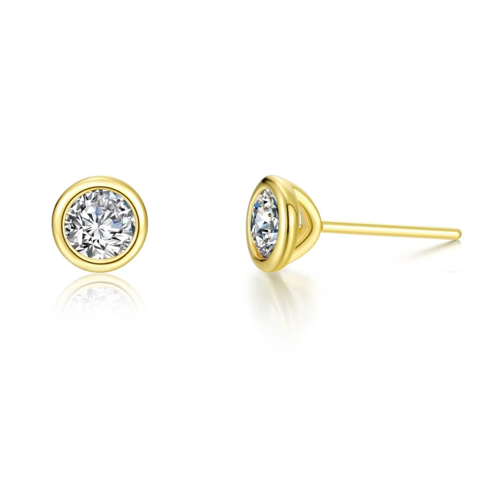 Bezel Set Studs - Gold – K Novinger Jewelry